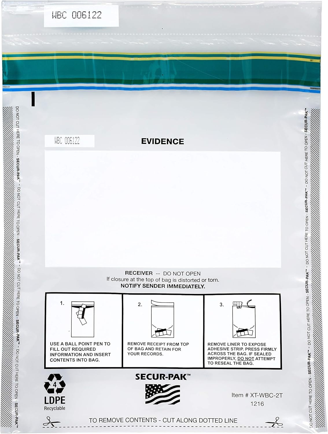 100pk Evidence Bags, 12" x 16" - Premium, Level 4 Security Tamper ...