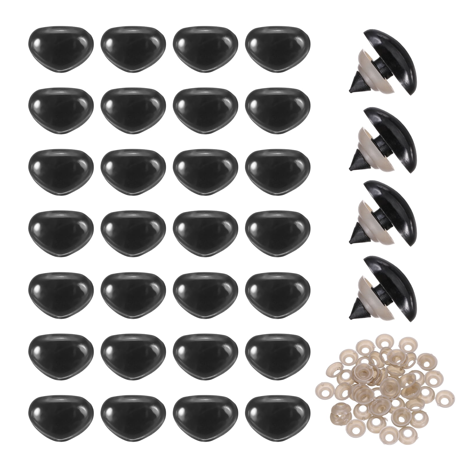 100set 15mm Large Plastic Triangle Safety Noses Black with Washer for ...