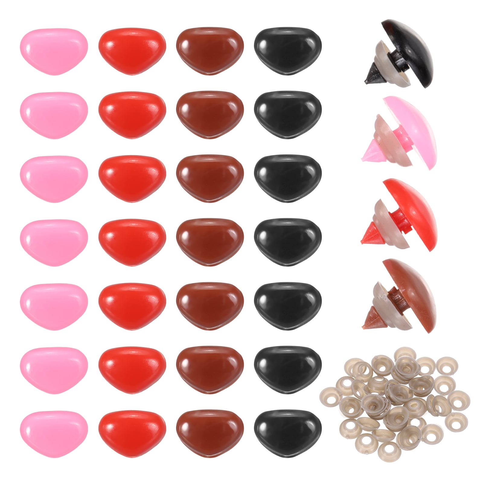 100set 23mm Large Plastic Triangle Safety Noses Brown/Black/Pink/Red ...