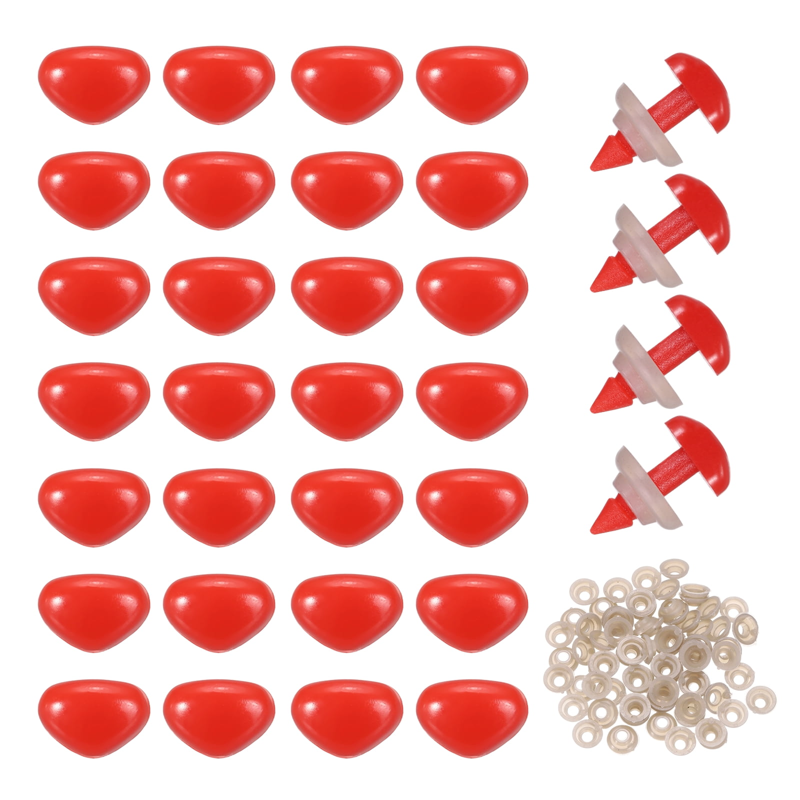 100set 7mm Large Plastic Triangle Safety Noses Red with Washer for ...