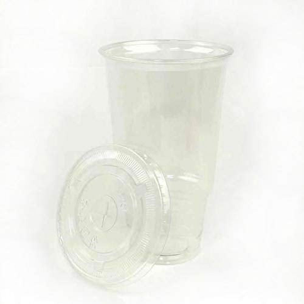 100sets 32oz. Plastic Ultra Clear Cups with flat lids is for cold ...