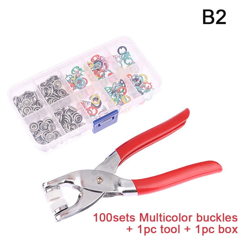 (100sets multicolor buckles) Plier Tool 50/100pcs Colour Metal Snap ...