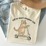 100th Birthday Cat Shirt Off to Start Chapter 100 Tee Funny Cat Scooter ...