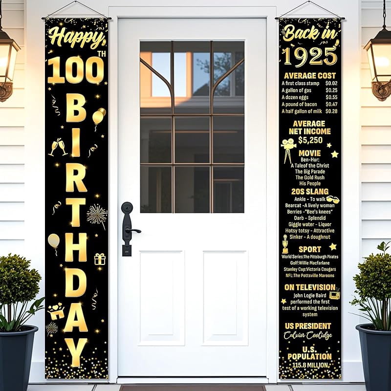 100th Birthday Door Banner Back in 1925 Cover Porch Sign Banner ...