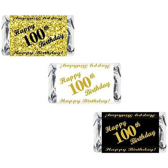 100th Birthday Miniatures Candy Bar Wrapper, (Set of 60) Mini Candy Bar ...