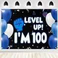 100th Birthday Polyester Backdrop, Black Blue Gaming Style Party Photo ...