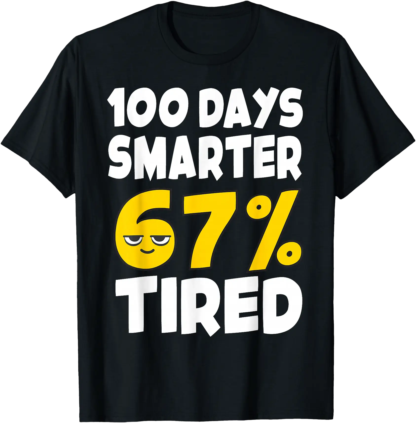 100th Day of School Black T-Shirt with Bold Text and Emoji - 100 Days ...
