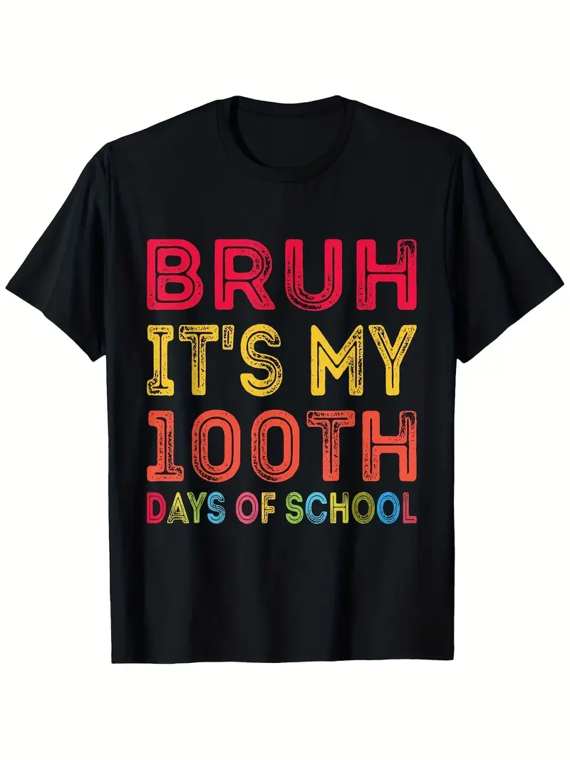 100th Day of School Colorful Achievement Unisex Short Sleeve Graphic ...
