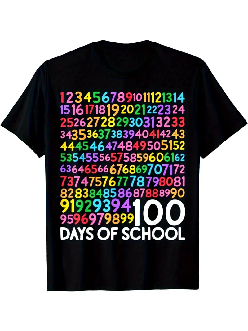 100th Day of School Counting Numbers Print Unisex Teacher Short Sleeve ...