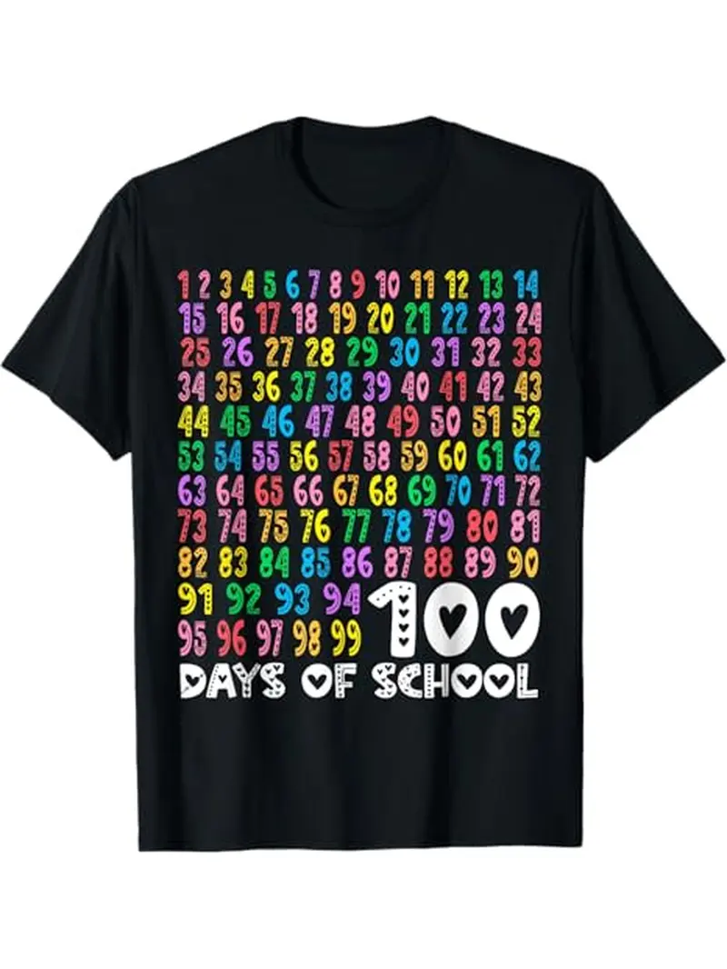 100th Day of School Counting Numbers Teacher Appreciation Short Sleeve ...