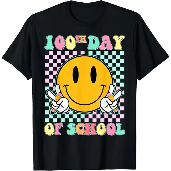 100th Day of School Cute Smile Face 100 Days Teachers Kids T-Shirt ...
