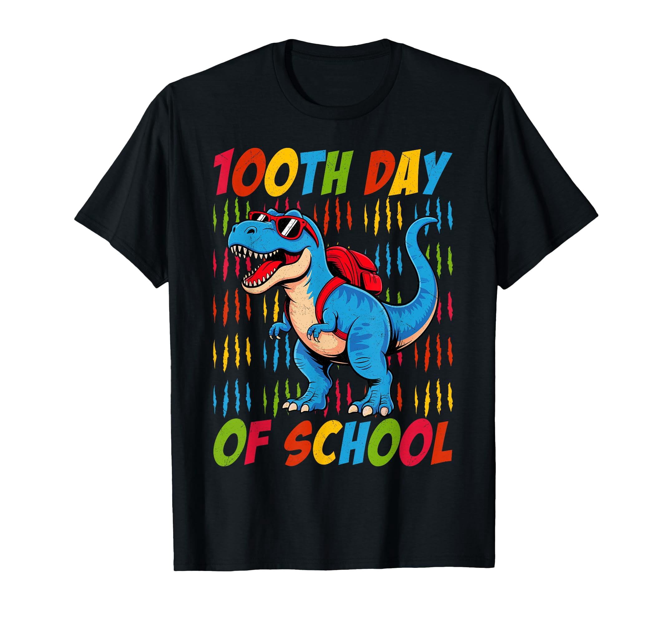 100th Day of School Dinosaur T-Rex T-Shirt for Celebration, Colorful ...