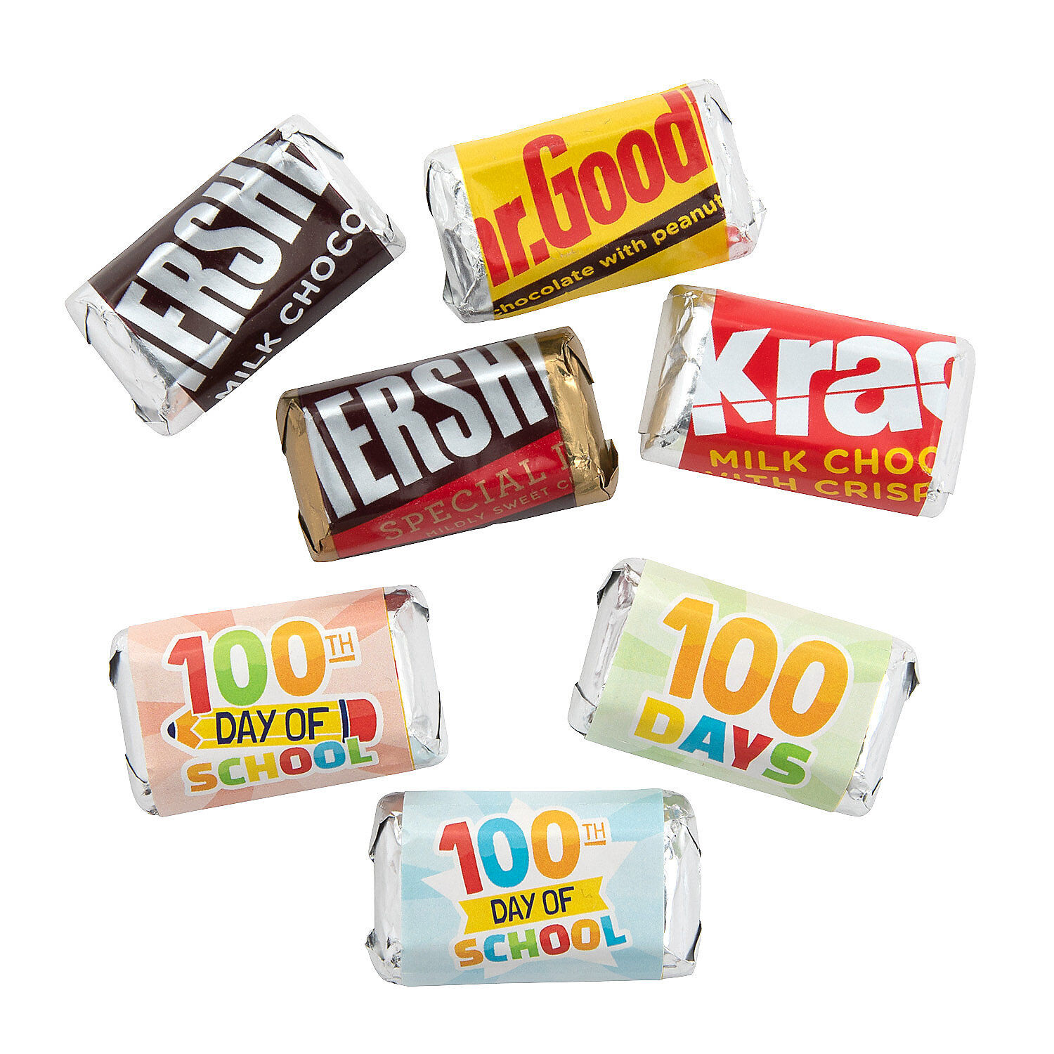 100th Day of School Mini Candy Bar Sticker Labels, Birthday, Candy, 30 ...