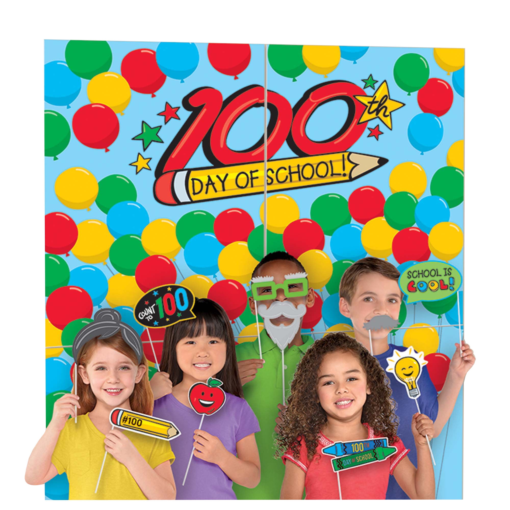 100th Day of School Scene Setter with Photo Booth Props | 16 Pcs ...