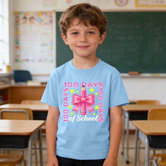 100th Day of School Shirt for Boys - Blue Kids 100 Days T-Shirt, 100% ...