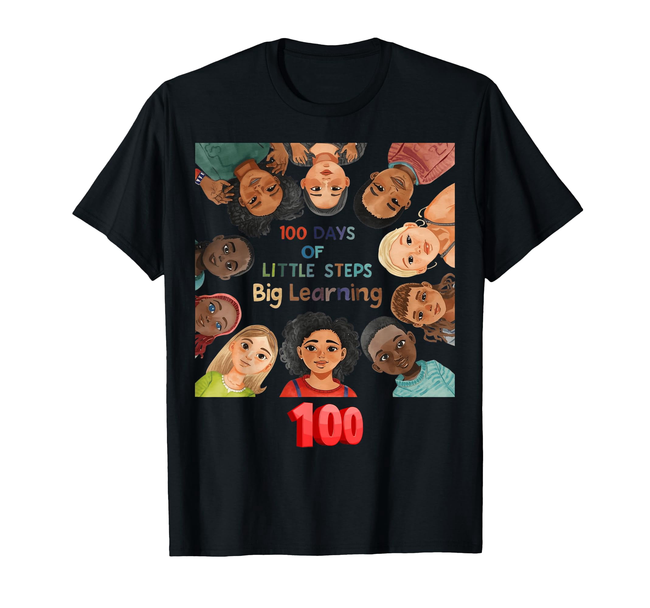 100th Day of School T-Shirt with Colorful Diverse Characters and Fun ...