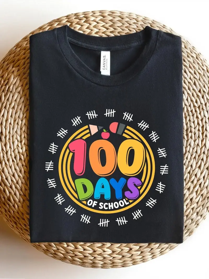 100th Day of School Teacher Fun Tally Mark Graphic Unisex Short Sleeve ...
