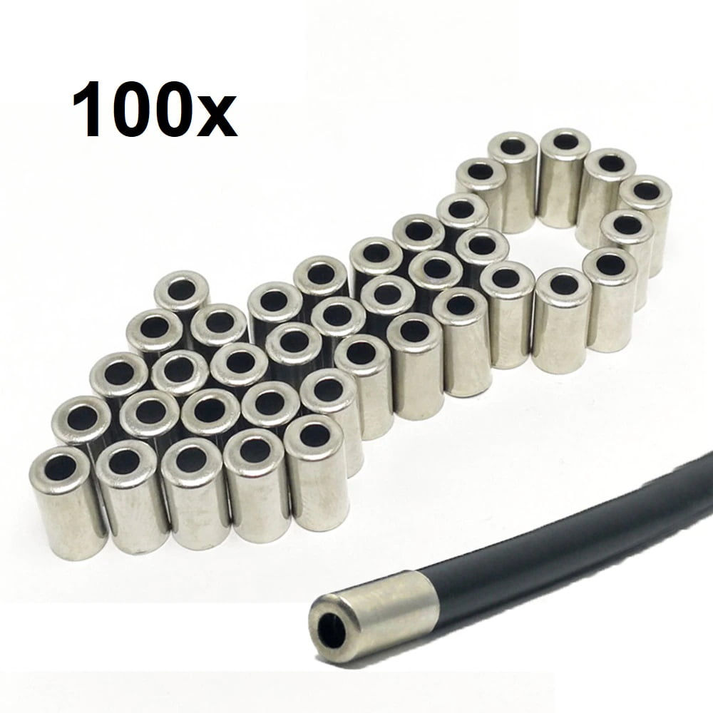 100x Bike Cable End Caps Brake Shifter Cover Housing Ferrules Silver ...