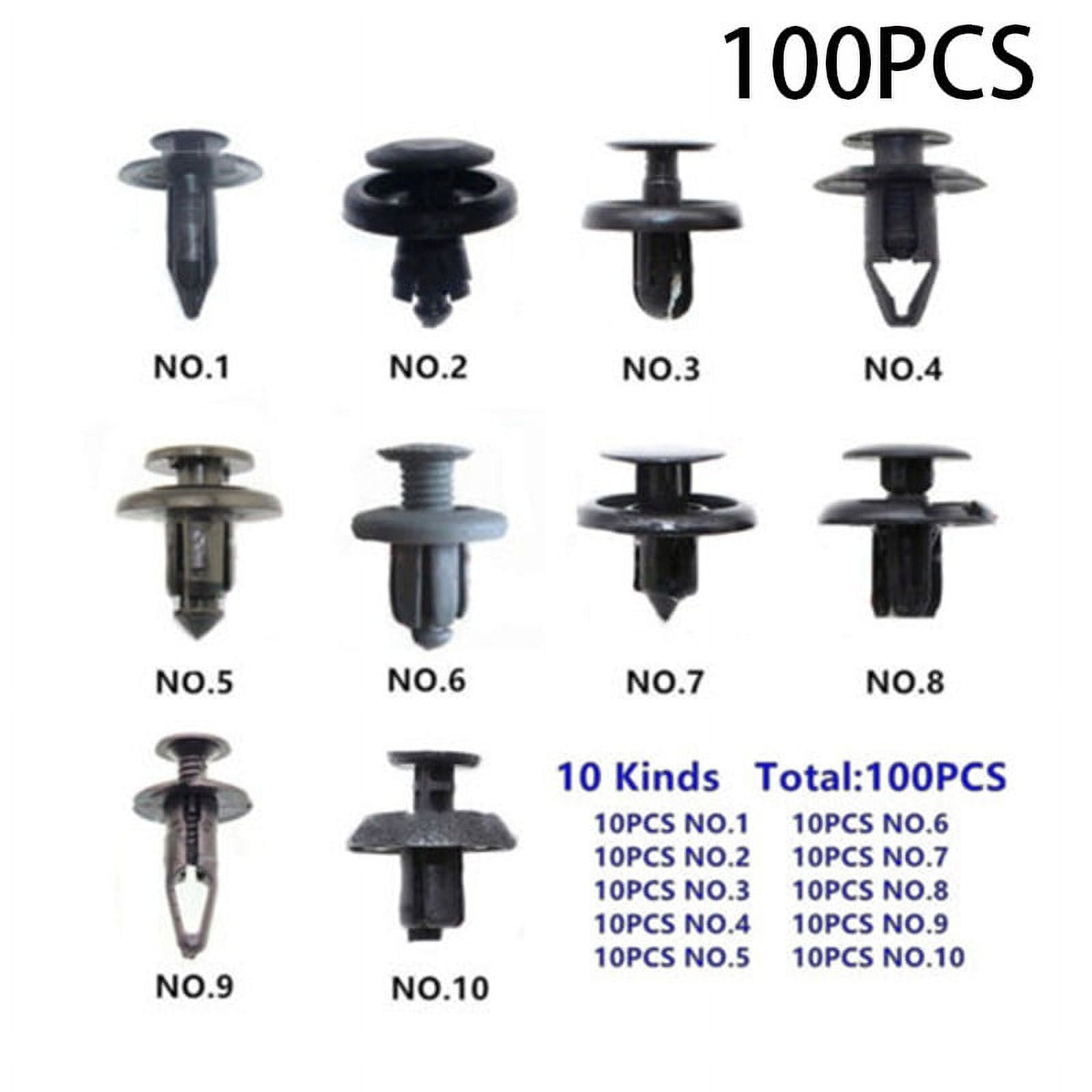100x Car Rivets Clip Set Car Bumper Plastic Fastener Push Clips ...