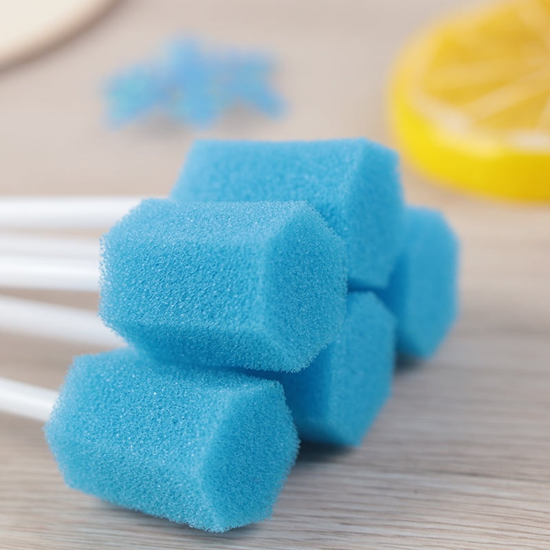 100x Disposable Oral Care Sponge Swab Tooth Cleaning Mouth Swabs With ...