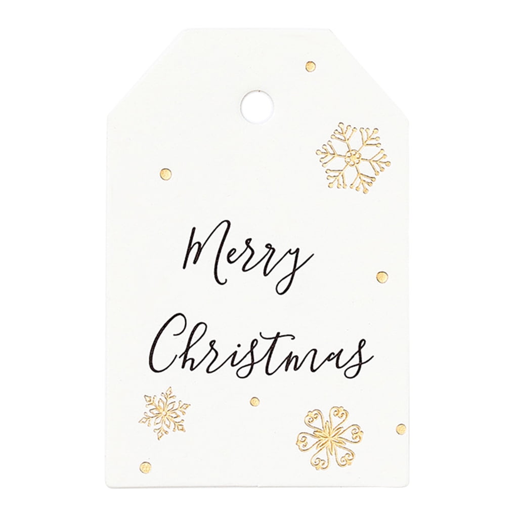 100 Pieces Paper Labels Merry Christmas Wishing Cards Star Tree Printed ...