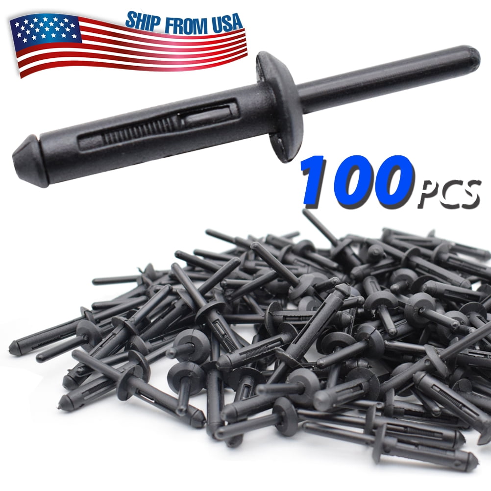 100x Pom Pop Rivets Set Assortment Pop Poly Bevel Round Plastic Head ...