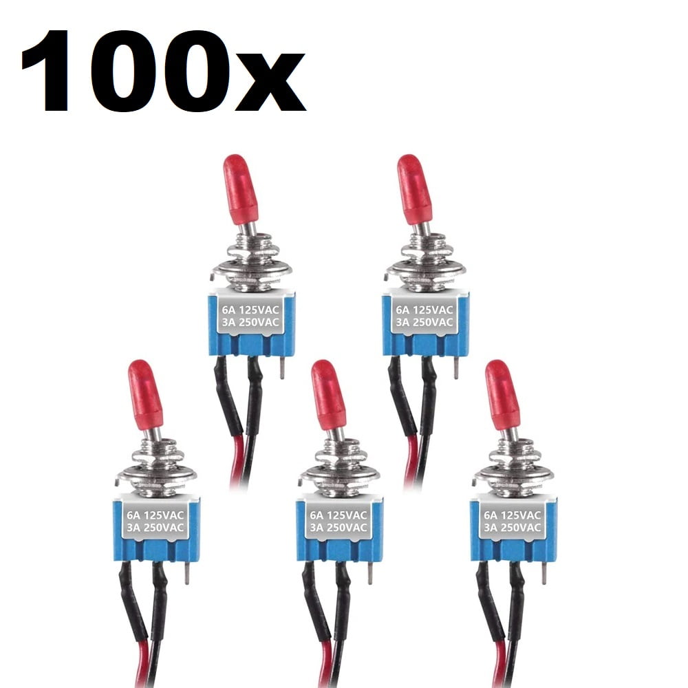 100x SPST Toggle Flip Switches Pre-Wired On/Off Metal Boat/Car/Truck ...
