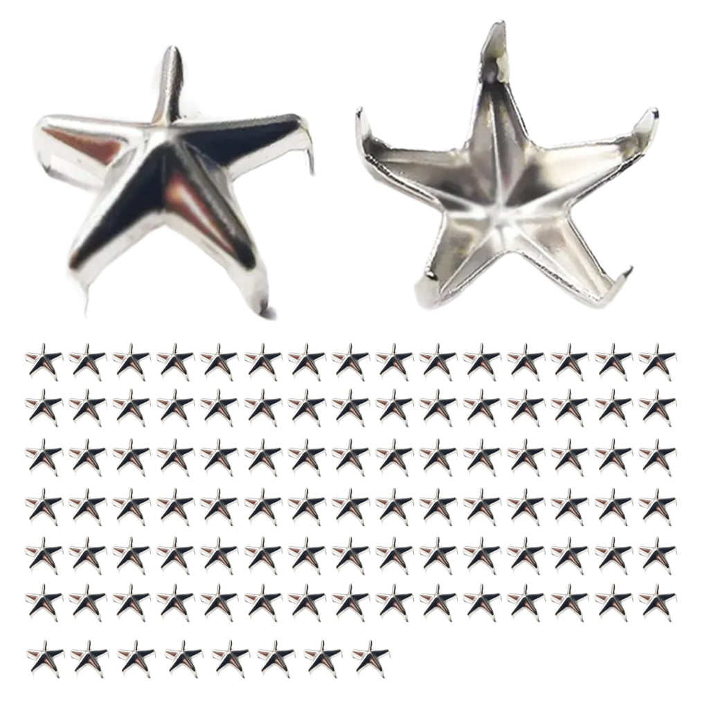 100x/Set Star Rivets Metal Five Pointed Star Claw Star Studs Rivets ...