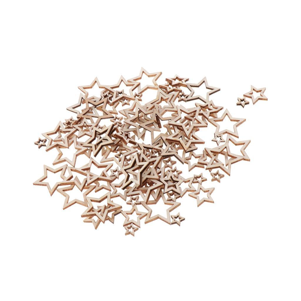 100x Wooden Hollow Stars Embellishments Small Craft Decoration ...