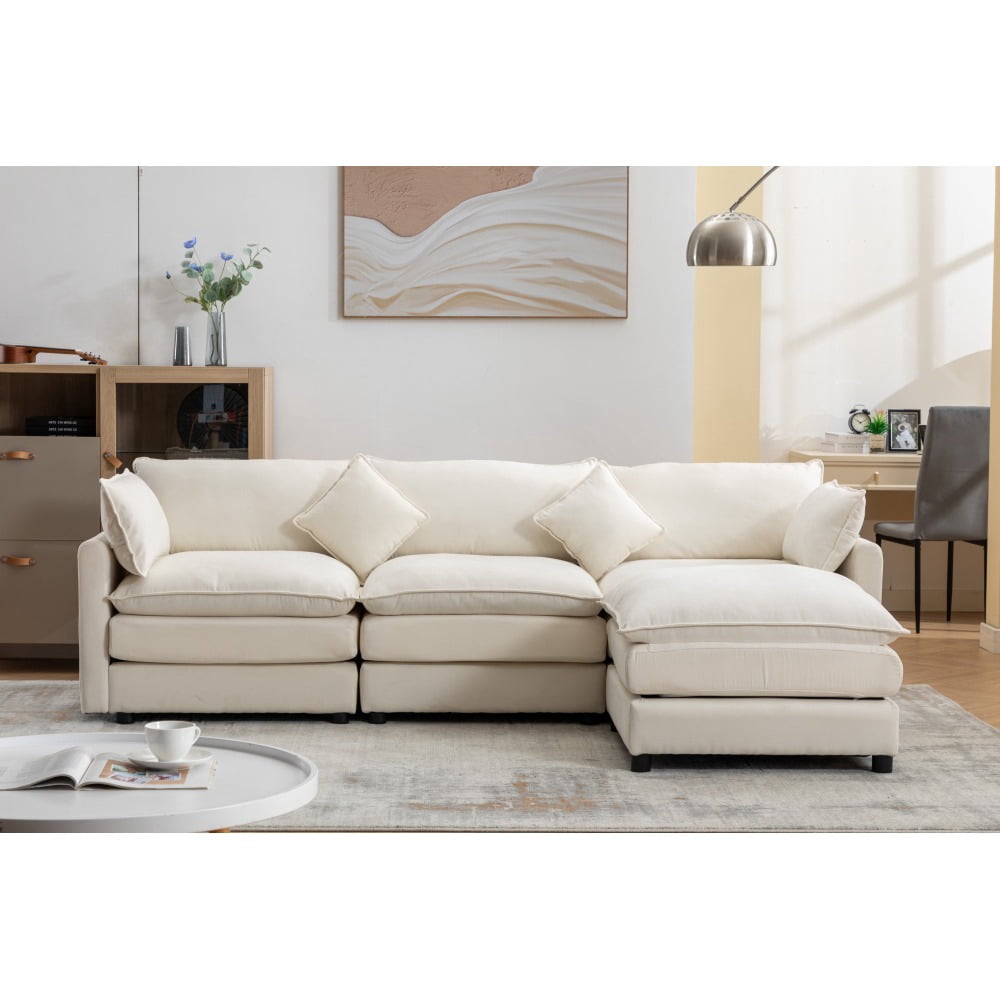 101.1" Upholstered Modular Sectional Sofa with Removable Ottoman, 3 ...