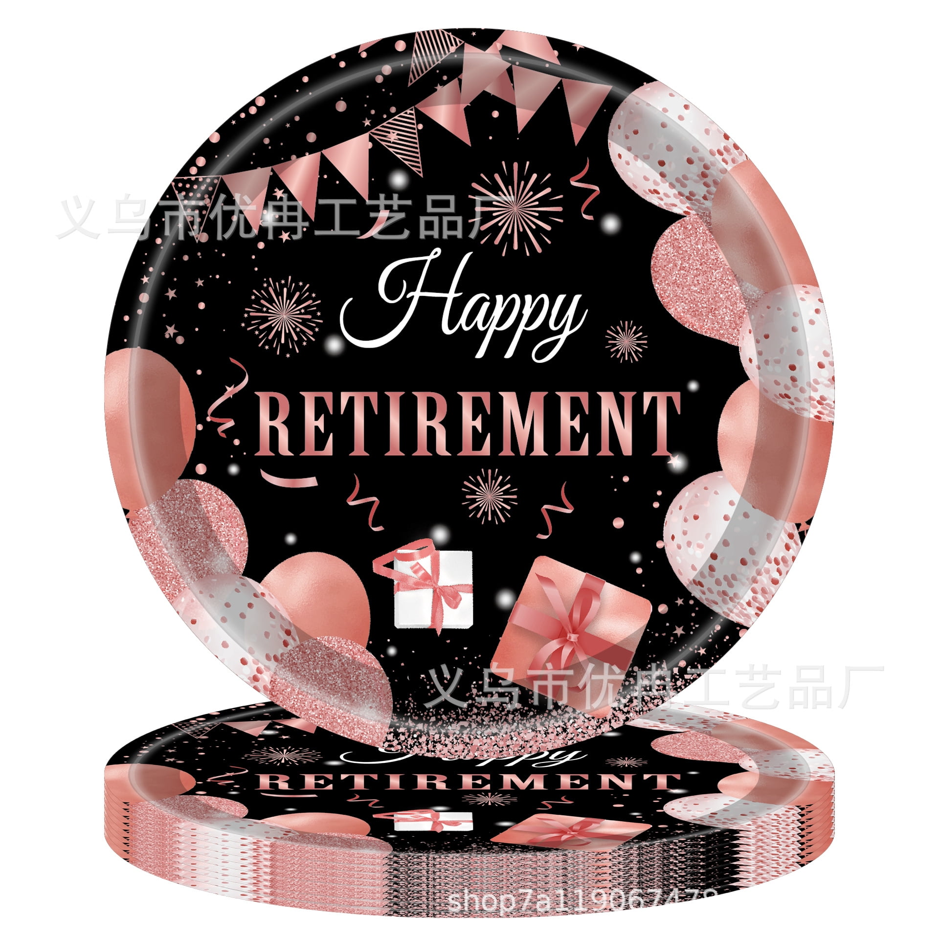 101/117 Pcs Retirement Party Plates and Napkins Set, Rose Gold Happy ...