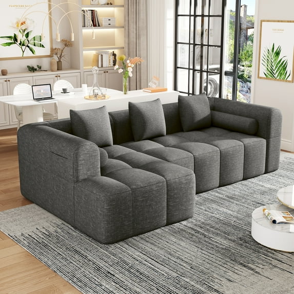 101.2" Sectional Sofa, Full-Compressed Modular Couch with Deep Seating ...