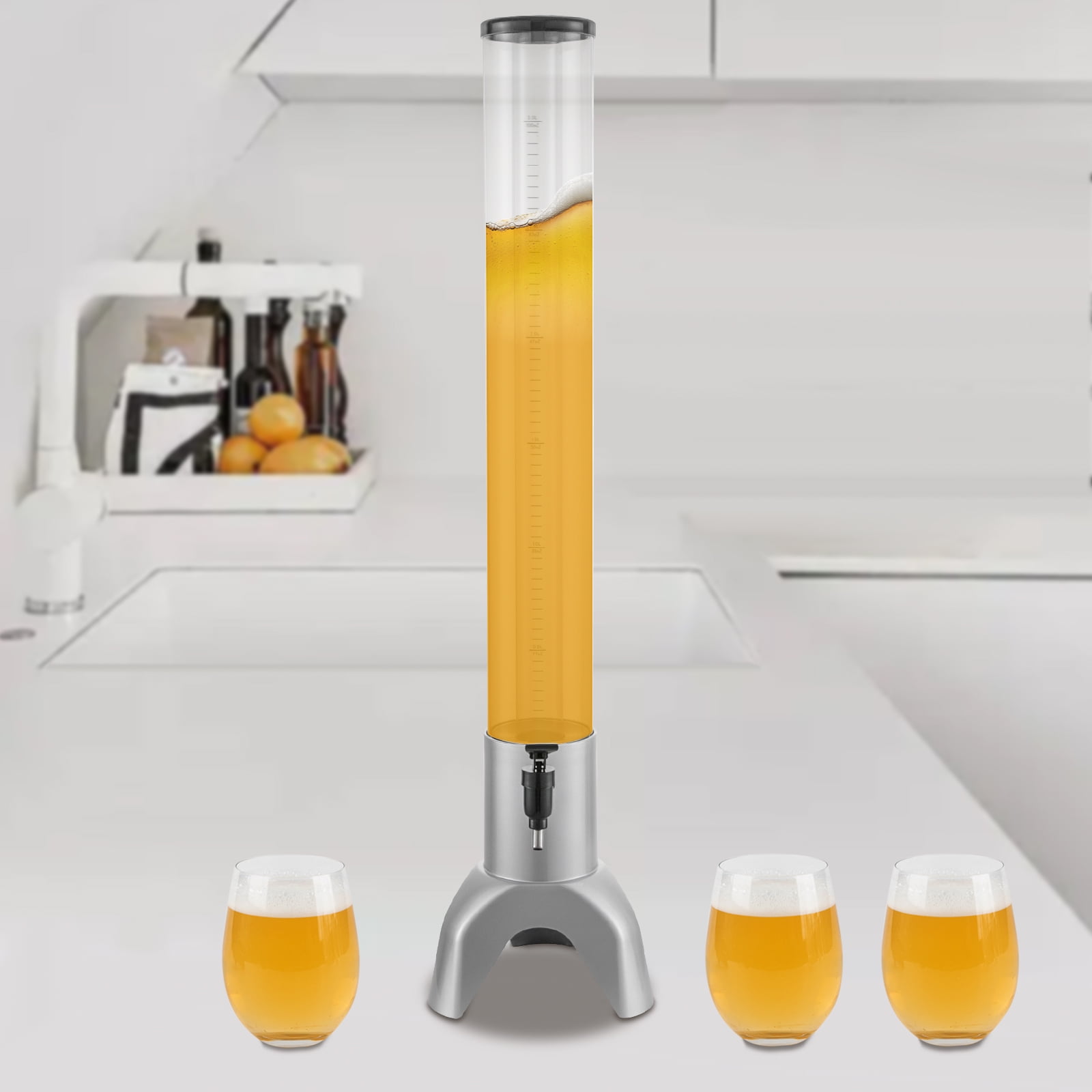 101.45Oz Leak-Proof Drink Dispenser Silver Ice Pillar for Party Bar ...