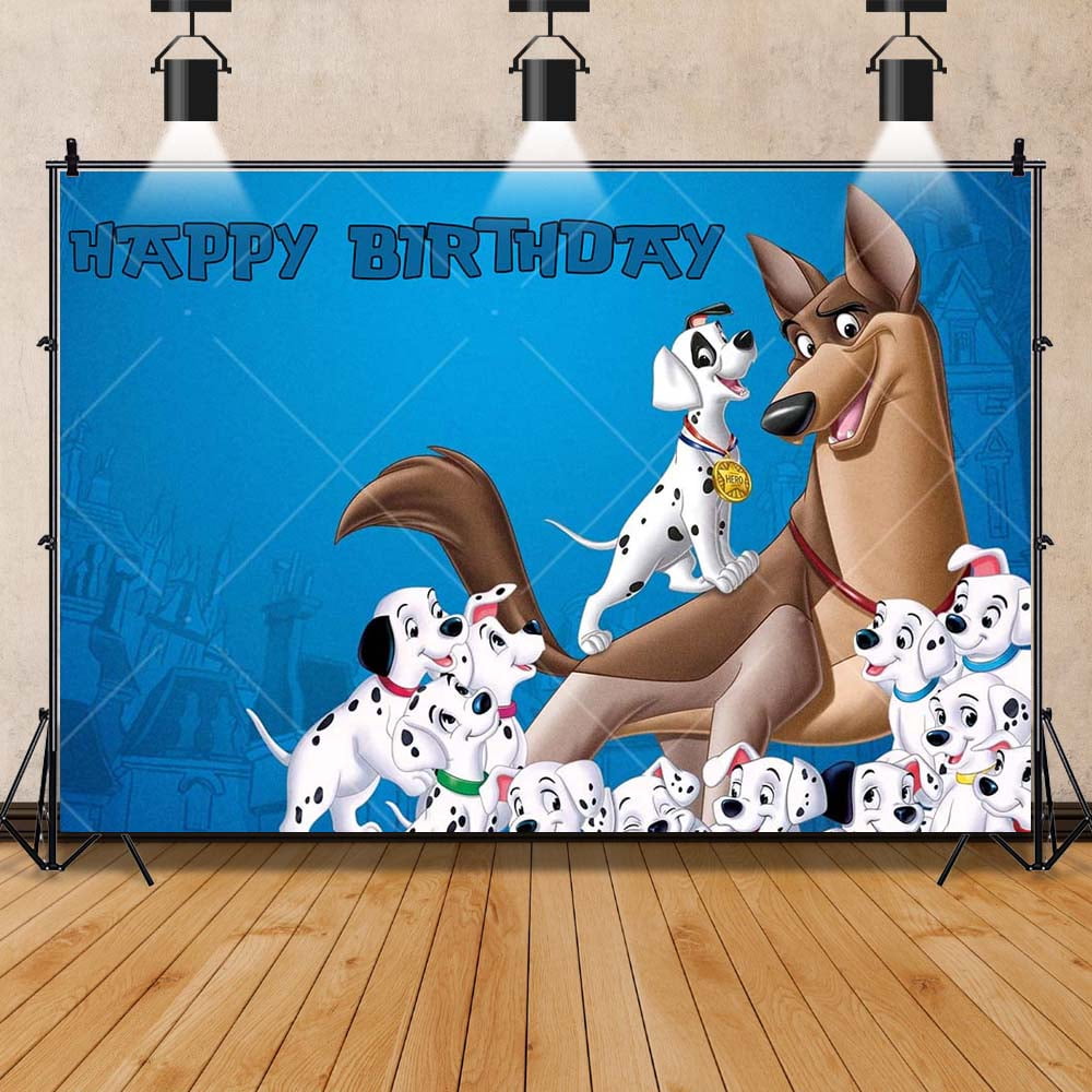 101 Dalmatians Happy Birthday Backdrop Banner Poster for Dalmatians Theme Party Decorations ...