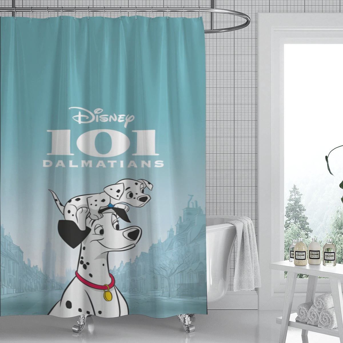 101 Dalmatians shower curtain comes with an iconic design, waterproof ...