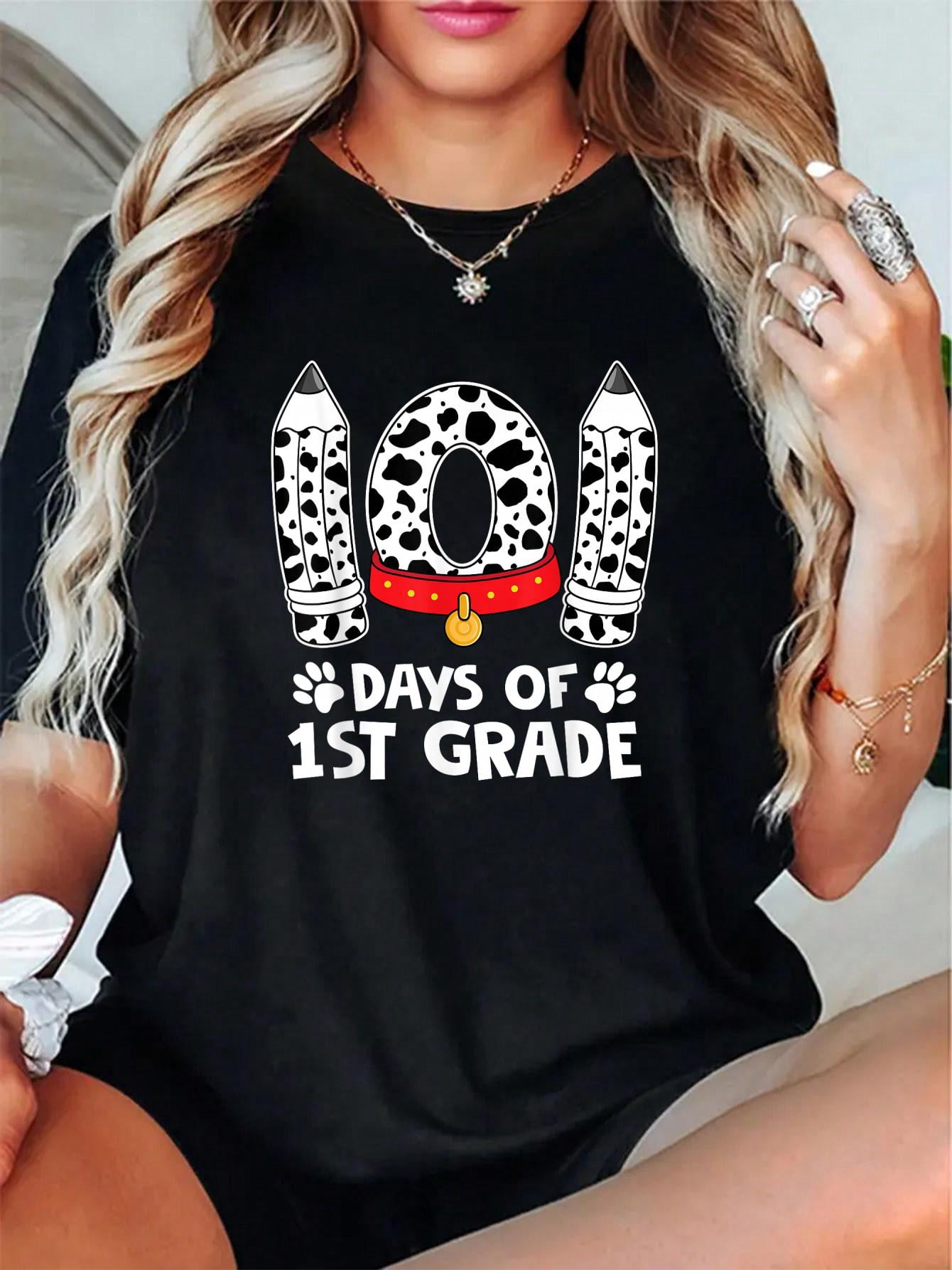 101 Days Of 1st Grade Dog 100 Days Of School Teacher Kids T-Shirt ...
