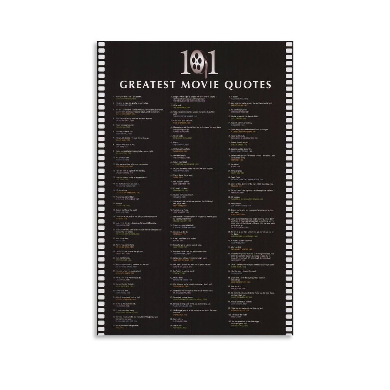 101 Greatest Movie Quotes Funny Quote Posters Canvas Print Aesthetic ...