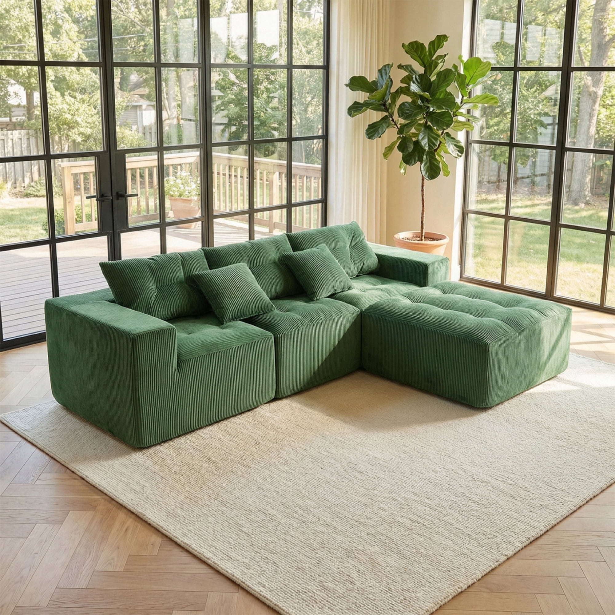 101" L-Shaped Modular Compression Sofa, 3-Seater Cloud Comfort Sofa ...
