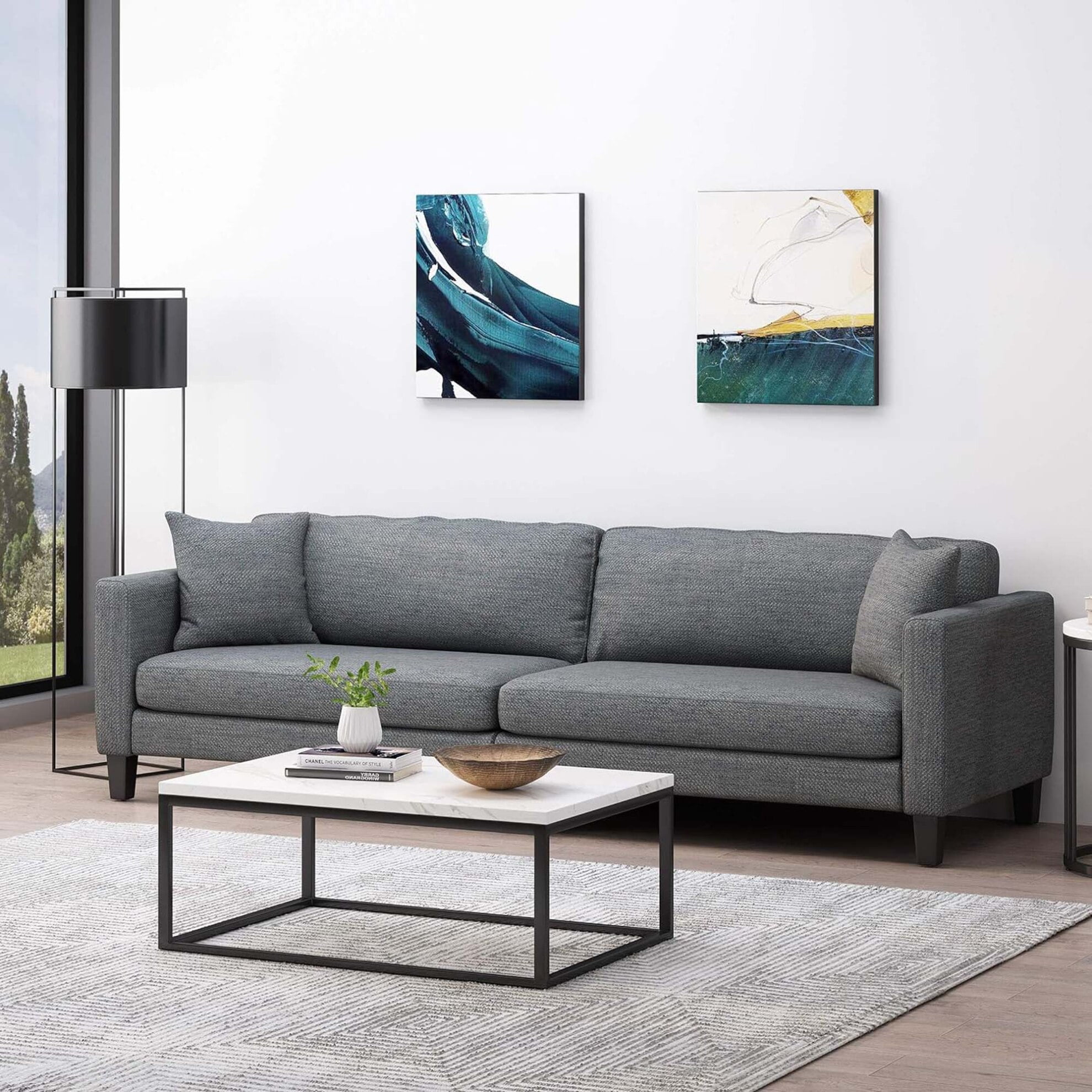 101"L Velvet Sofa with Wooden Legs,Modern 3 Seat Sectional Sofa set ...