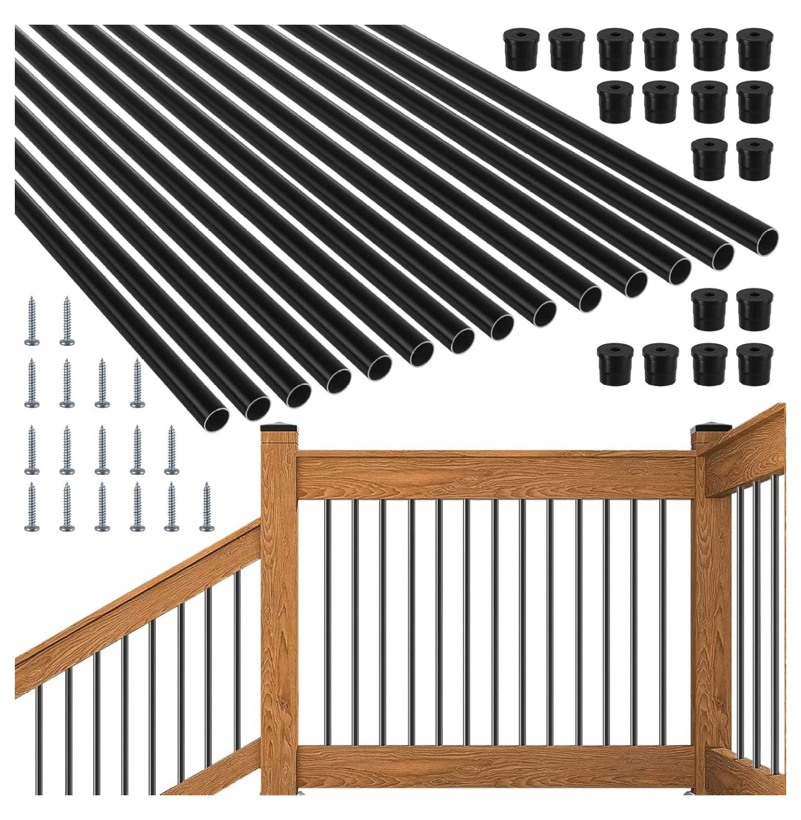 101 Pack 26" Aluminum Deck Balusters, Hollow Round Aluminum Deck ...