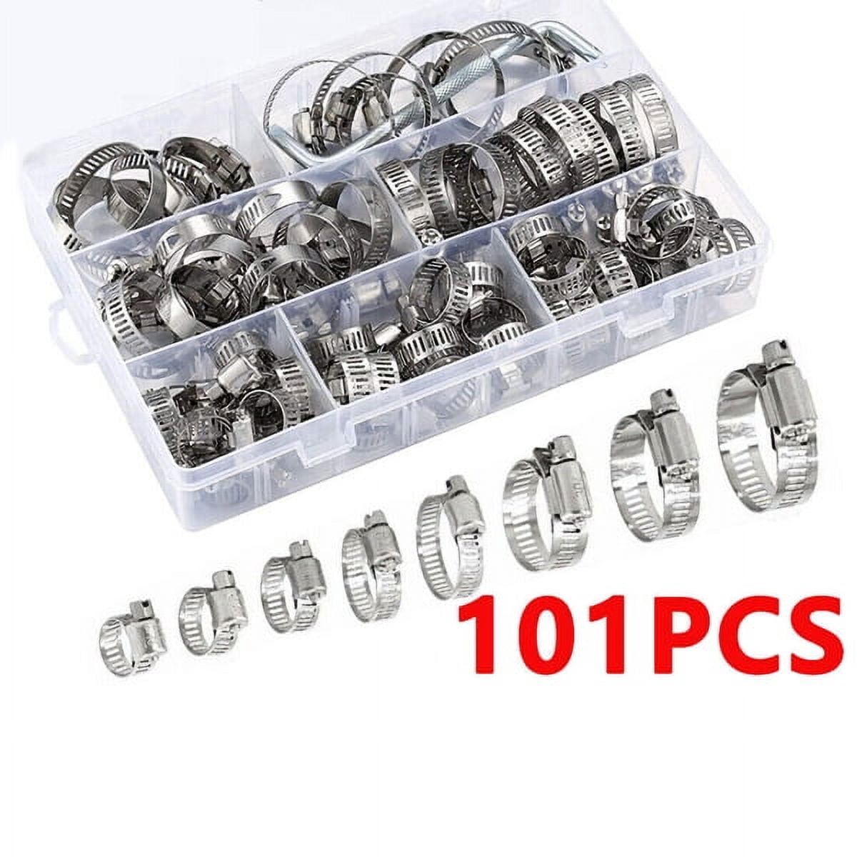 101 Pcs Assorted Stainless Steel Hose Clamp Kit With No Driver Jubilee ...