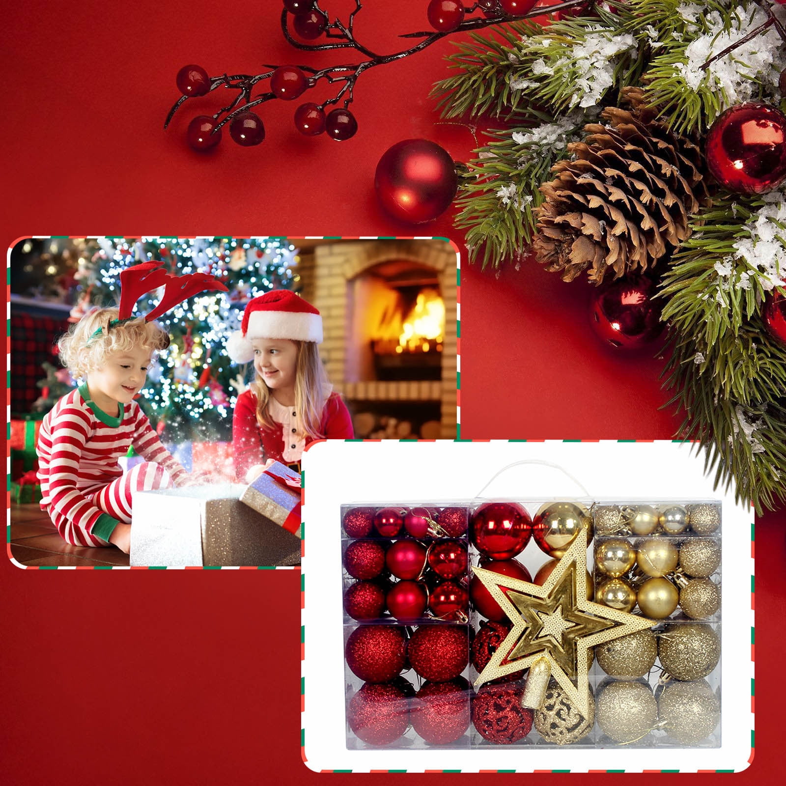 101 PcsS Christmas Ornaments Christmas Tree Decoration Holiday Extra ...