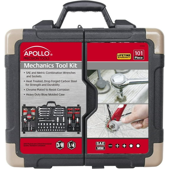 101 Piece Mechanic Tool Set for Roadside Emergencies - SAE and Metric ...