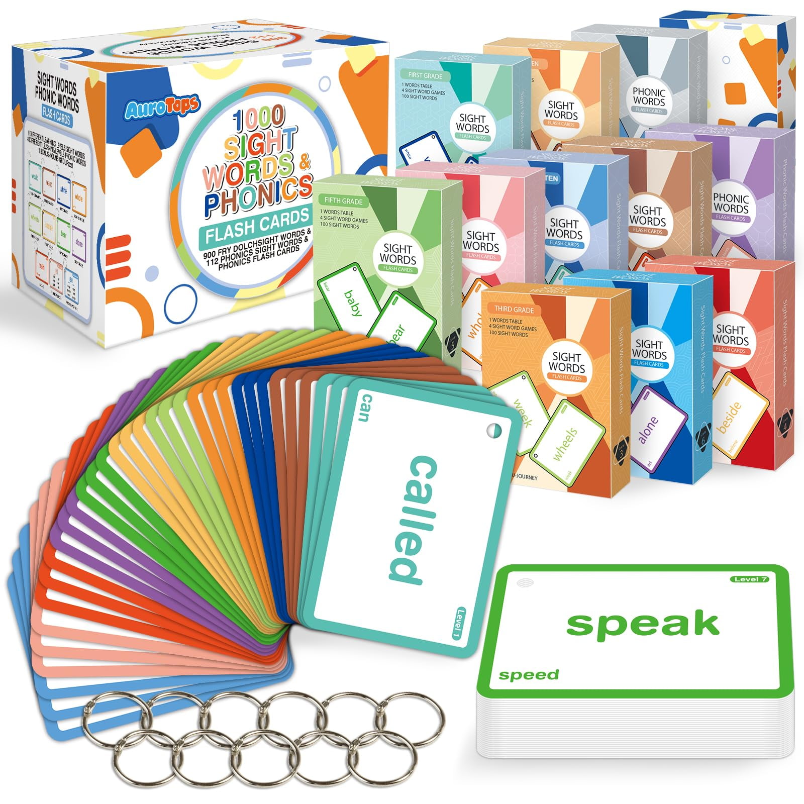 1012 Sight Words/Phonics Flash STF9 Cards, Dolch & Fry High Site Words ...