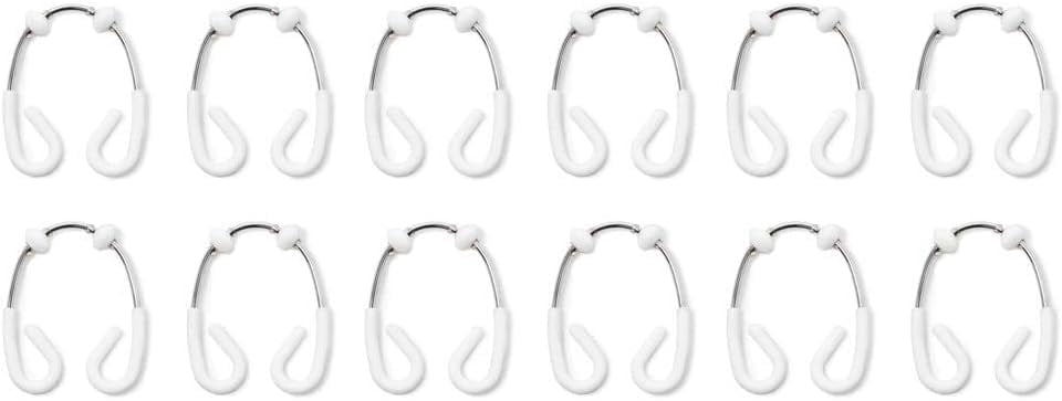 1013172-666 , White/Chrome Flex Double Shower Rings, Set of 12,2" x 3 ...