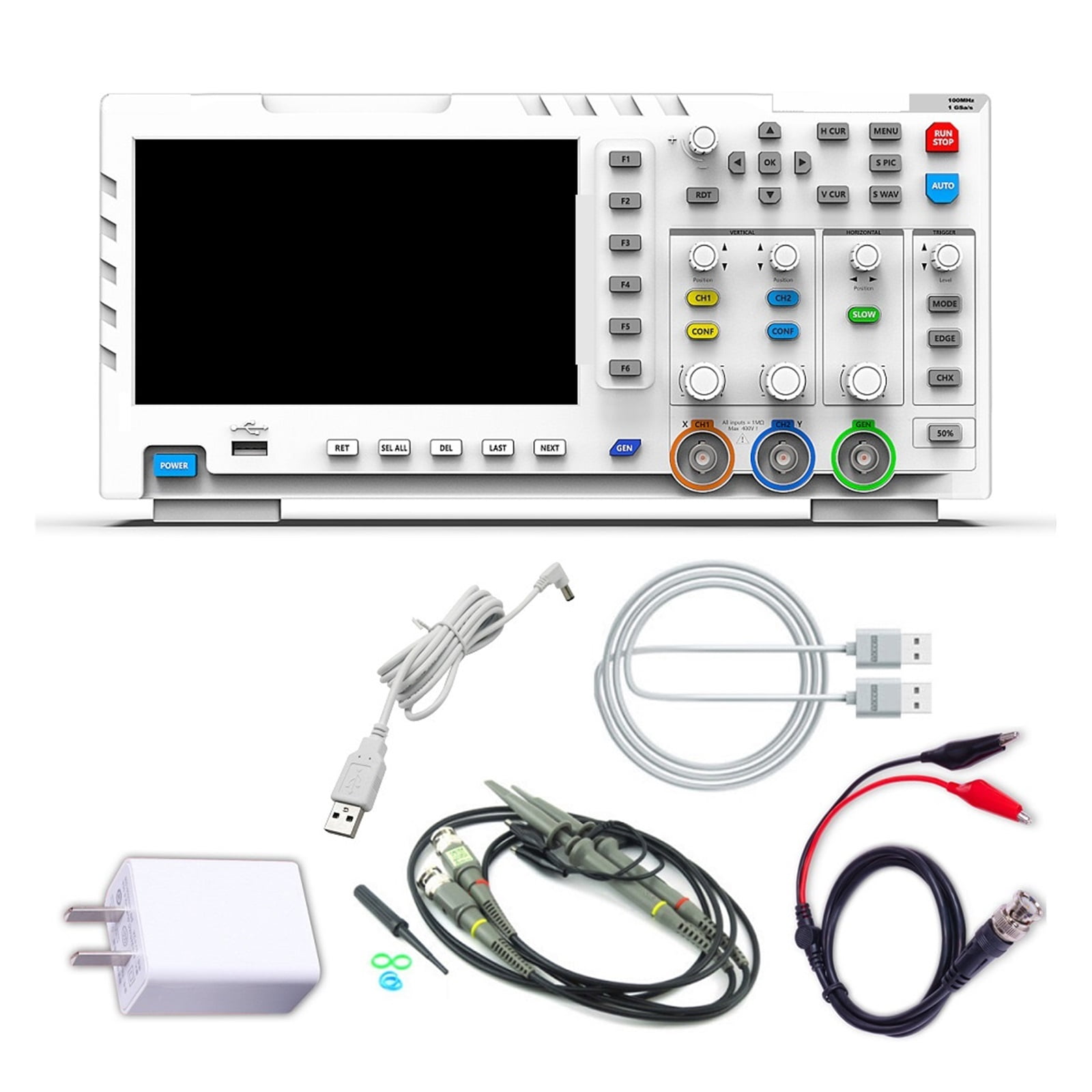 1014D Desktop Oscilloscope 100MHZ*2 1GS/s 2 In 1 Dual Channel Digital ...