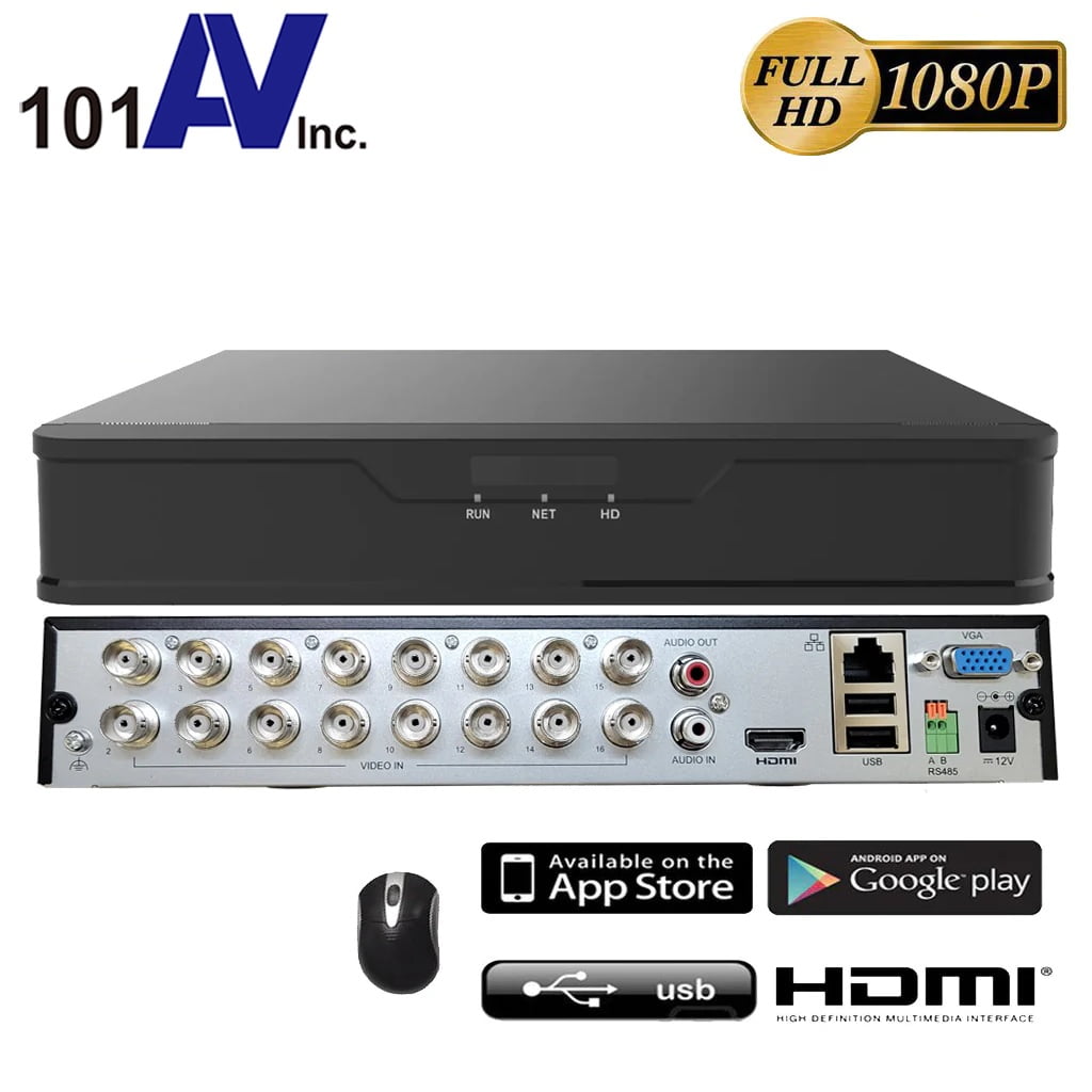 101AV 16CH DVR System, Digital HD-TVI/CVI/AHD/IP Camera, 1080P HDMI/VGA ...