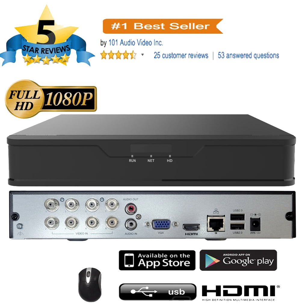 101AV DVR 8 Channels 1TB Hard Drive 4MP/1080P H.265/H.264 Network Video ...