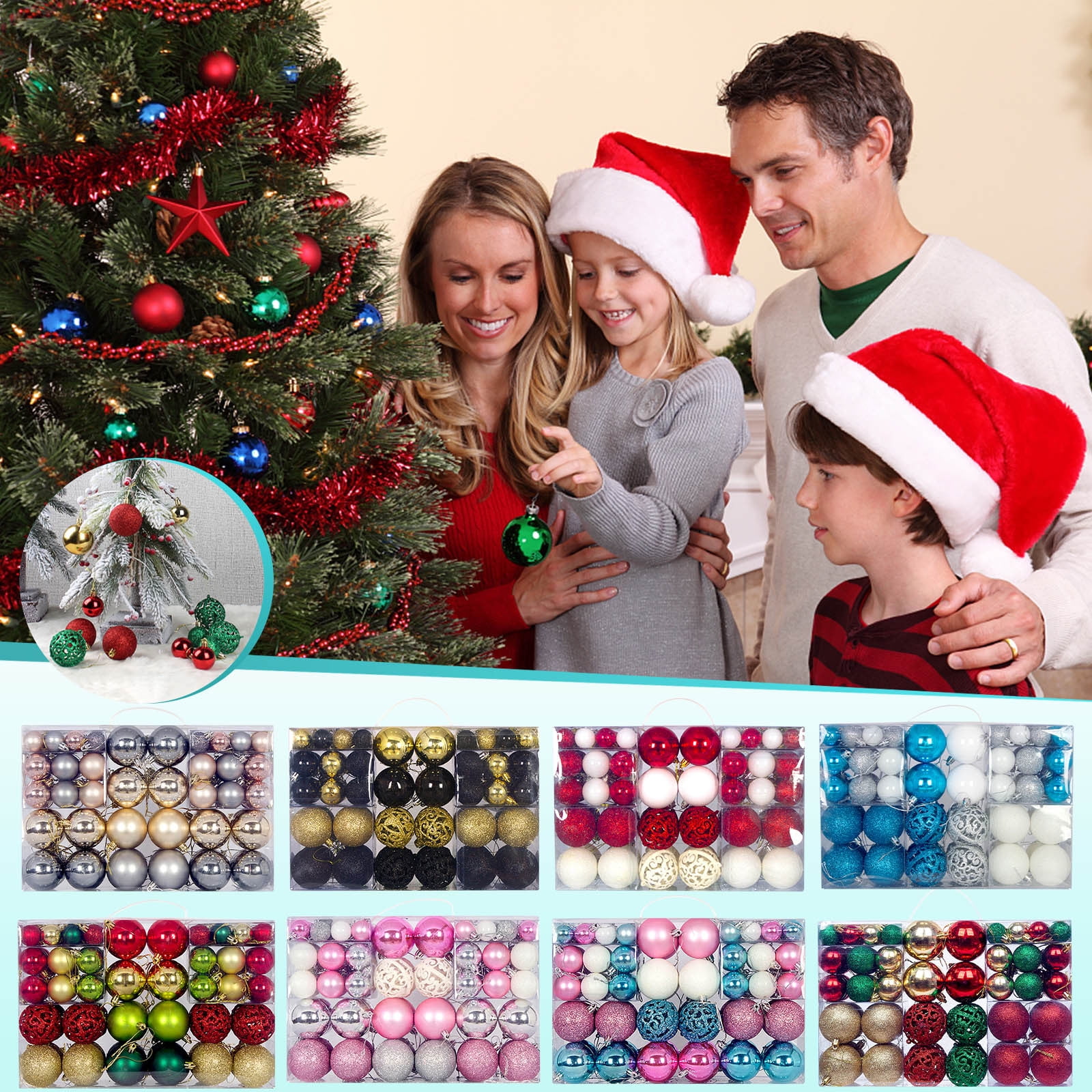 VibHome 101PCS Christmas Ball Ornaments Christmas Tree Decoration ...