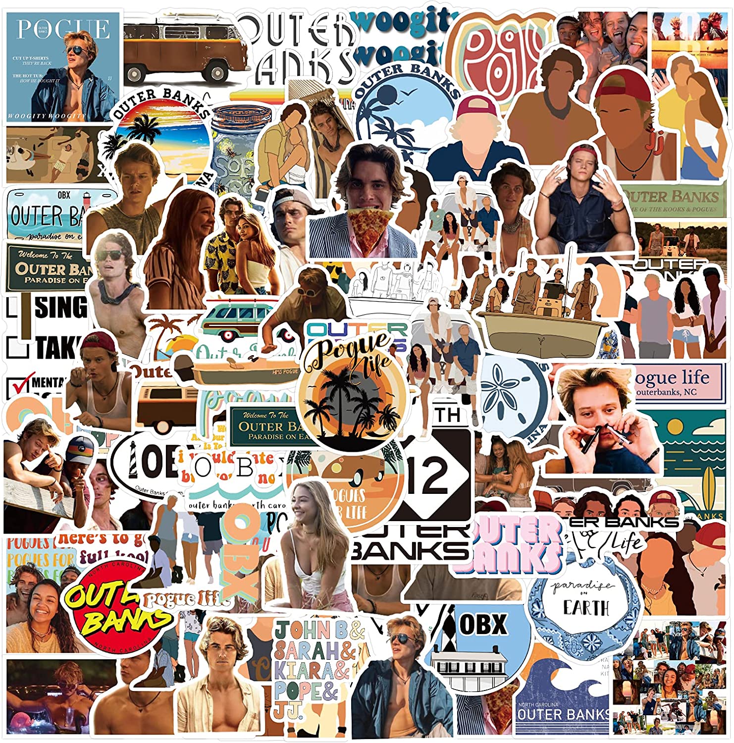 101Pcs Outer Banks Waterproof Vinyl Stickers Decals for Laptop Water ...